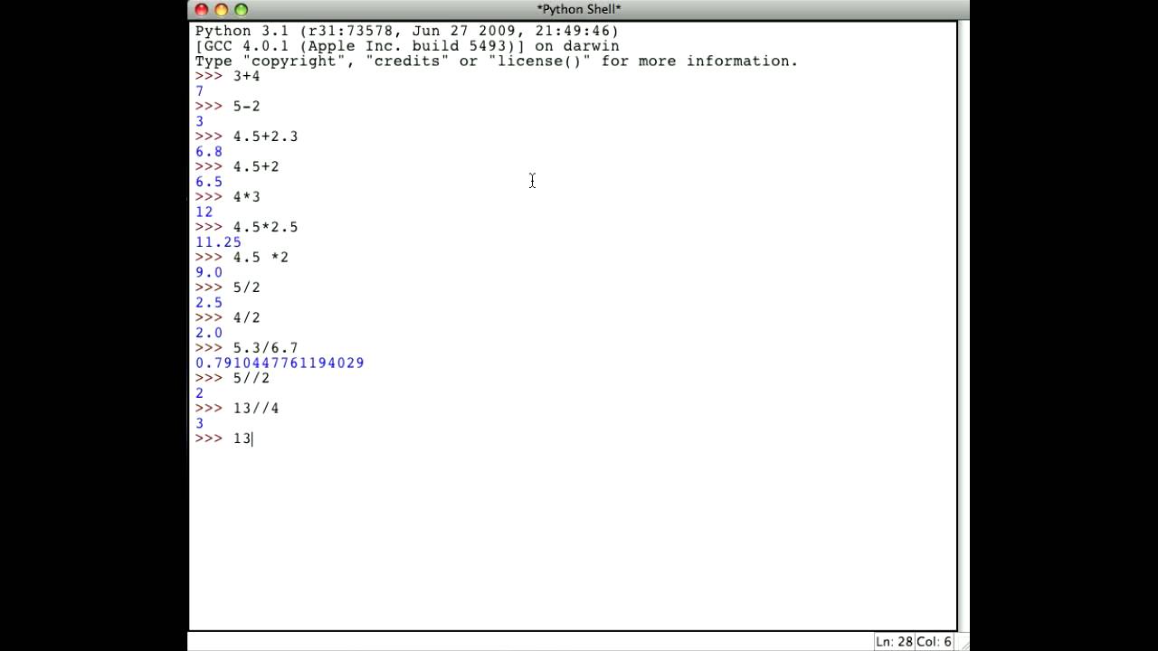Arithmetic Operators in Python 3.1