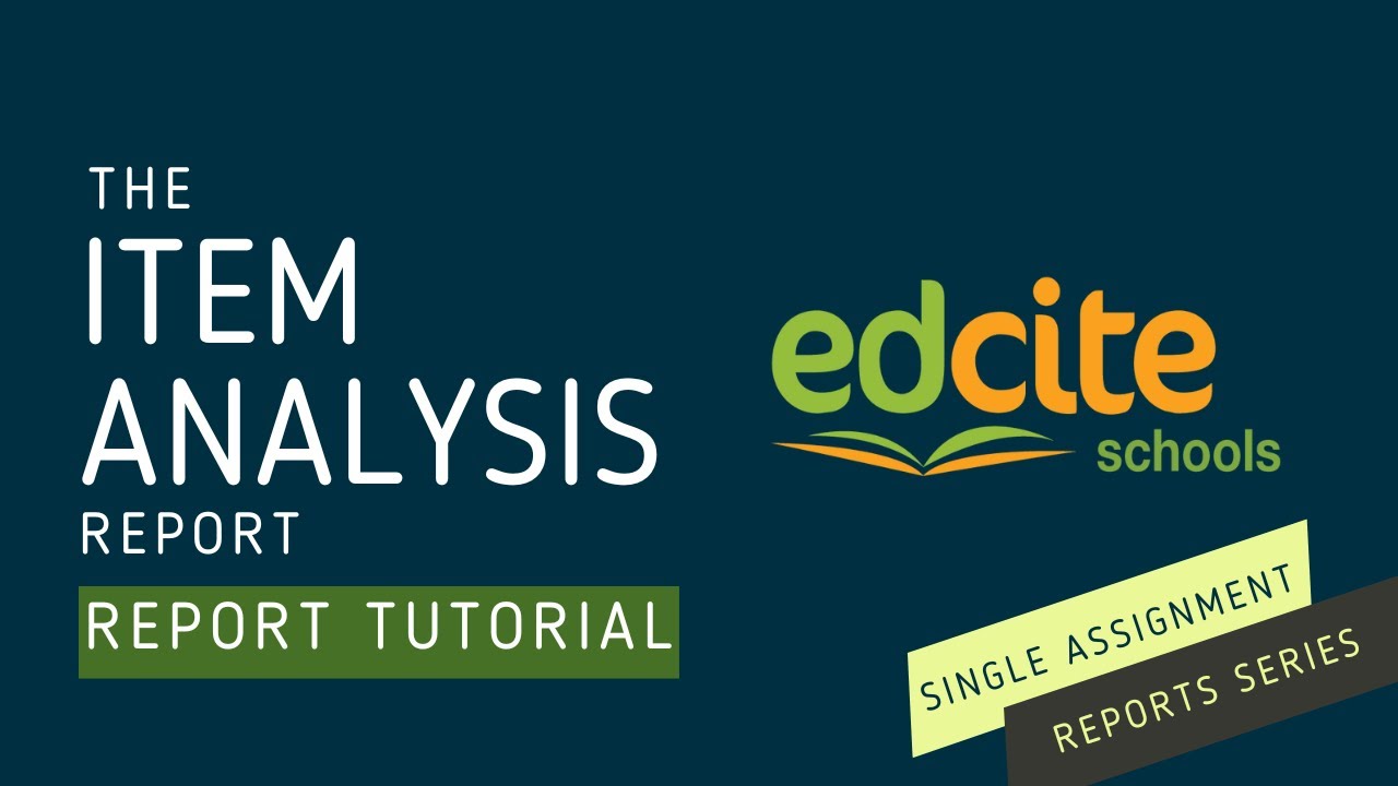 Item Analysis Report Tutorial