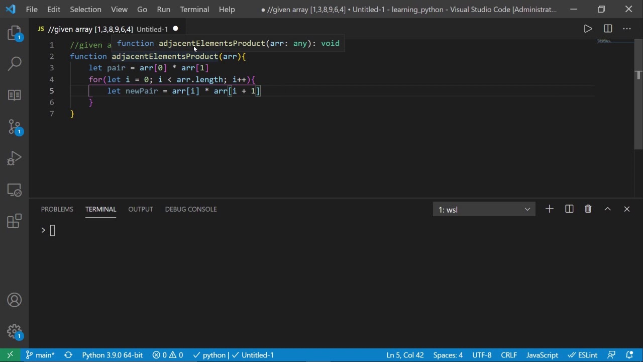 AdjacentElementsProduct (JavaScript)