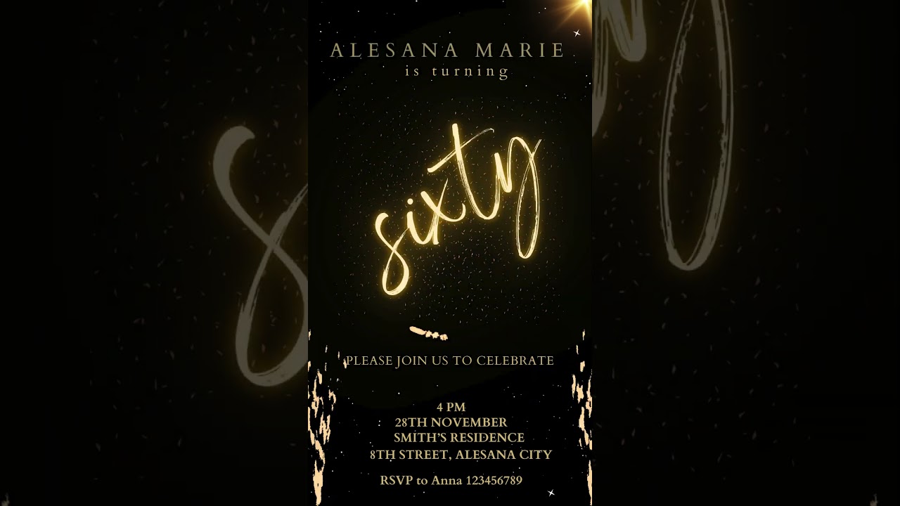 60th Birthday Video Invitation, Editable 60th Birthday Invite, DIY Video Invitation, Sixty Birthday