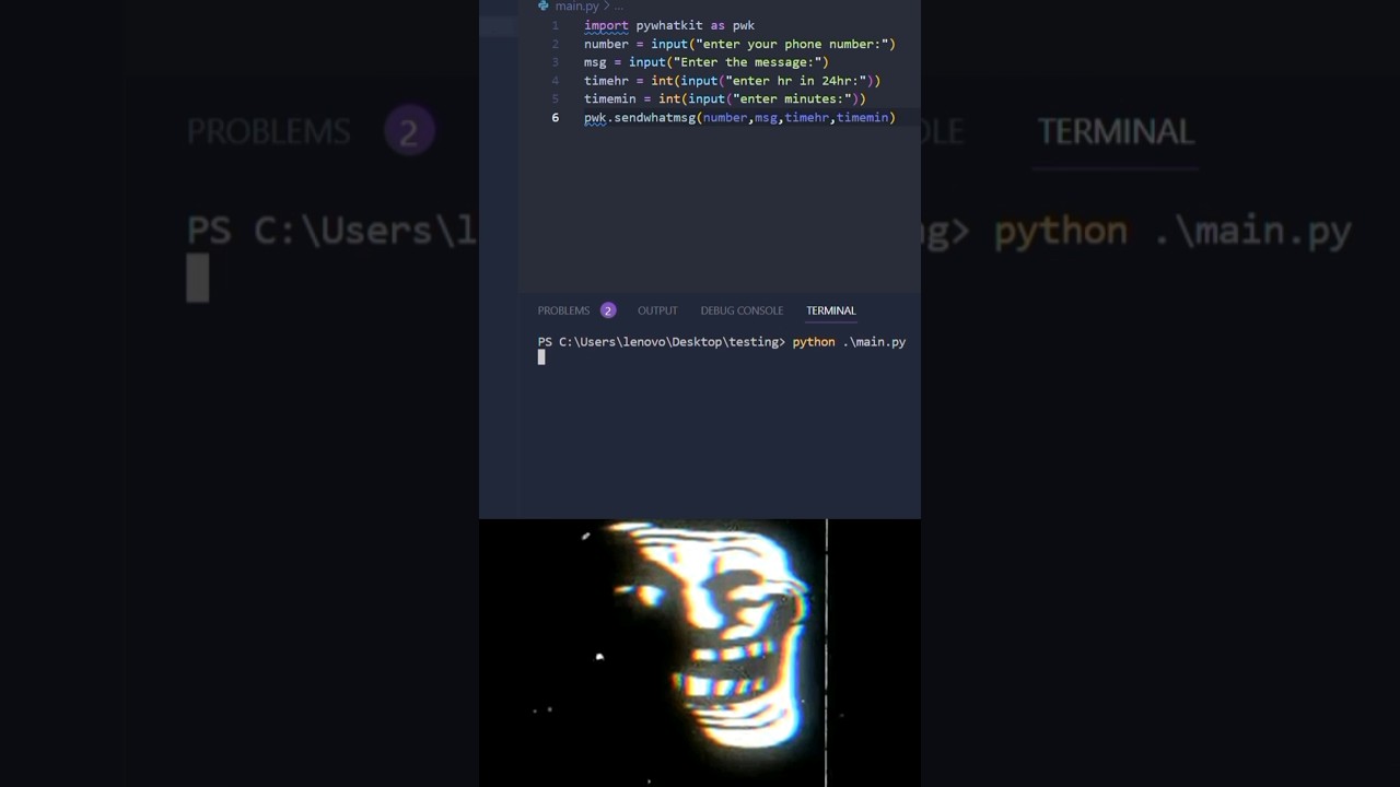 Whatsapp bot in just 6 lines of code #coding #python