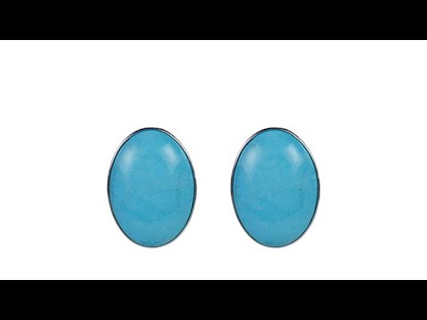 Jay King Andean Blue Turquoise Oval Stud Sterling Silver...
