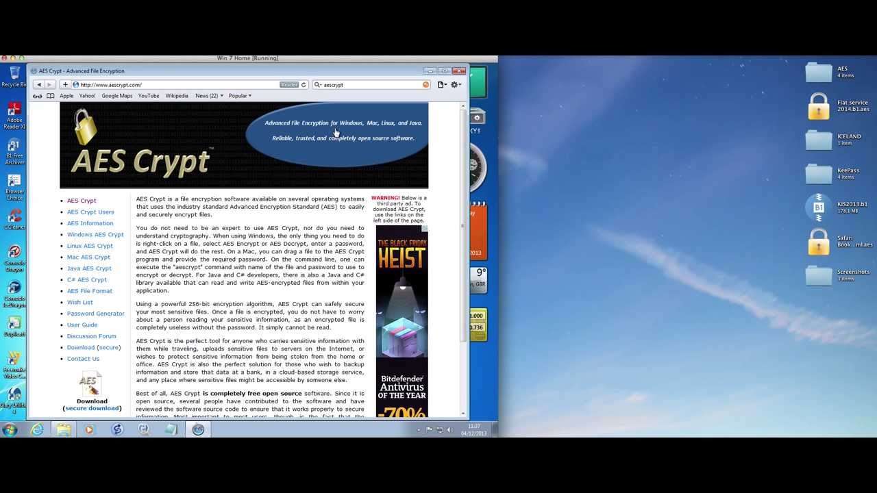 AES Crypt file encryption for Windows, MAC, Android