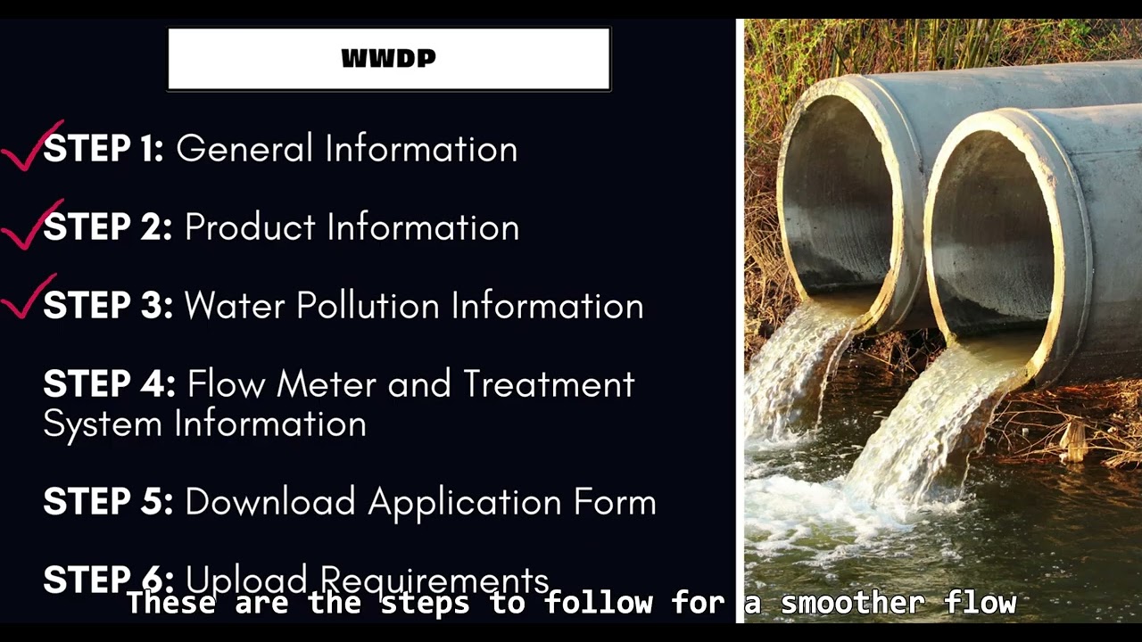 STEPS ON HOW TO APPLY FOR A WASTEWATER DISCHARGE PERMIT IN ENVIRONMENTAL MANAGEMENT BUREAU (EMB)