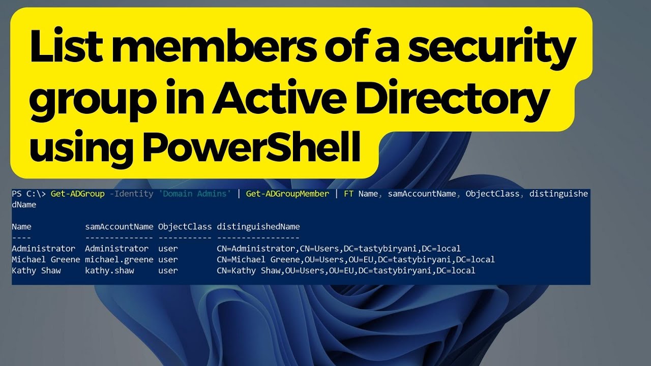List Members of an Security Group in Active Directory using PowerShell