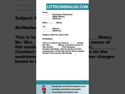 NOC Letter for Sale of Flat