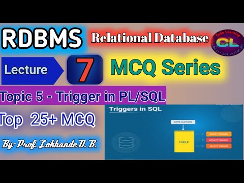 MCQ of Trigger in PL/SQL |RDBMS MCQ Lecture 7| RDBMS MCQ |Relational Data Base MCQ |Code Learning