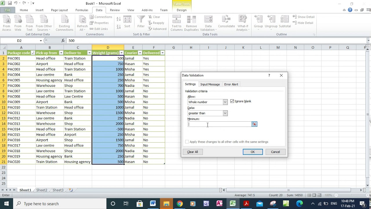 Grade 5 Spreadsheet modelling Project
