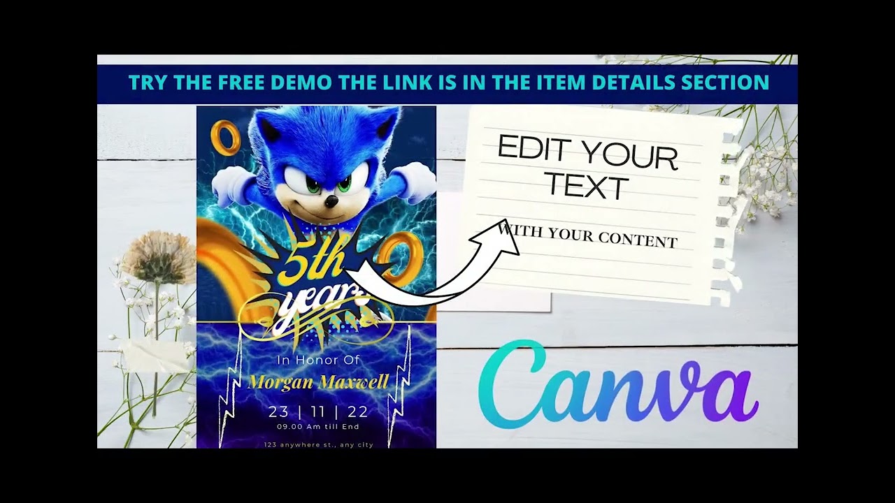How to Edit Sonic Birthday Invitation