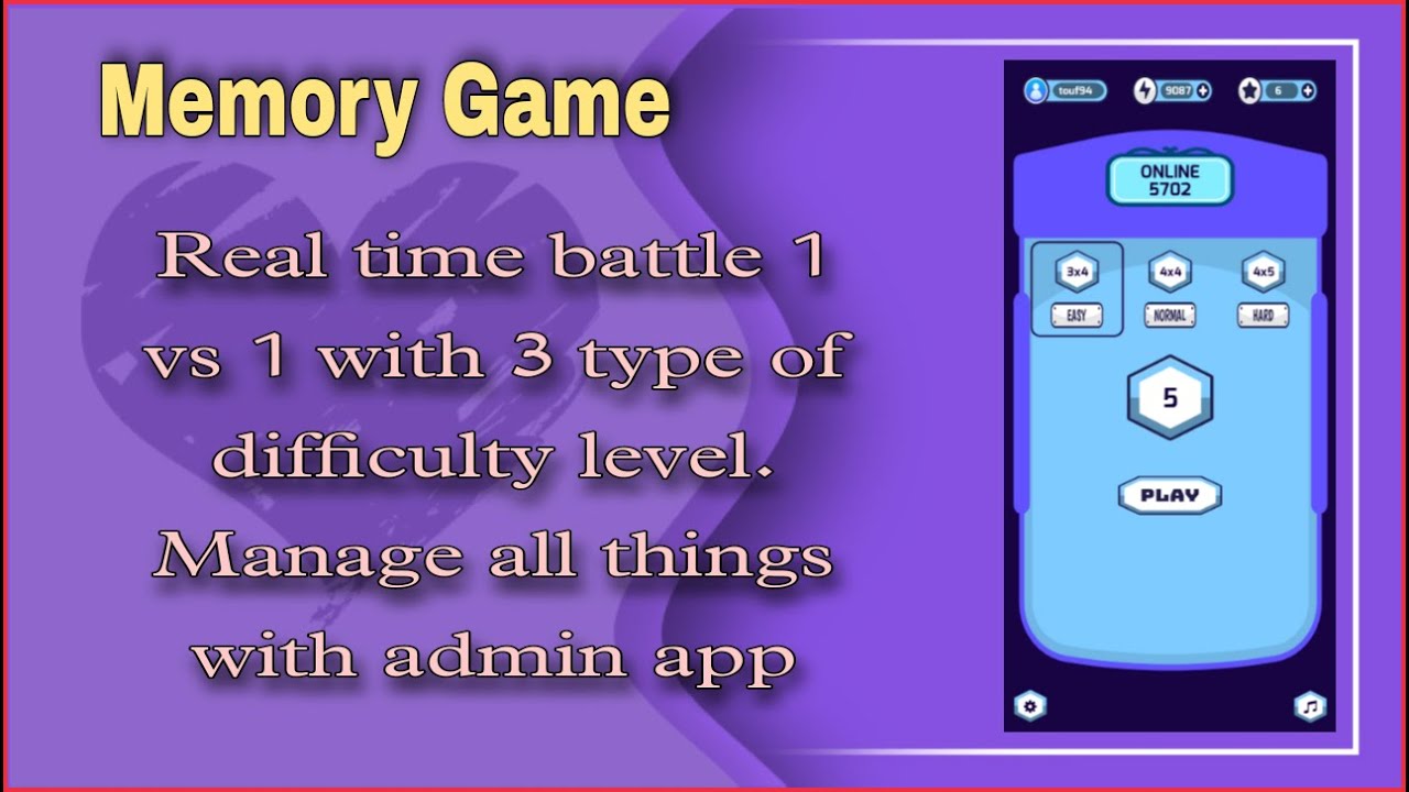 Memory Game Source Code | Real Time Battle Game Android Studio | Manage with Admin App| MakeEasy