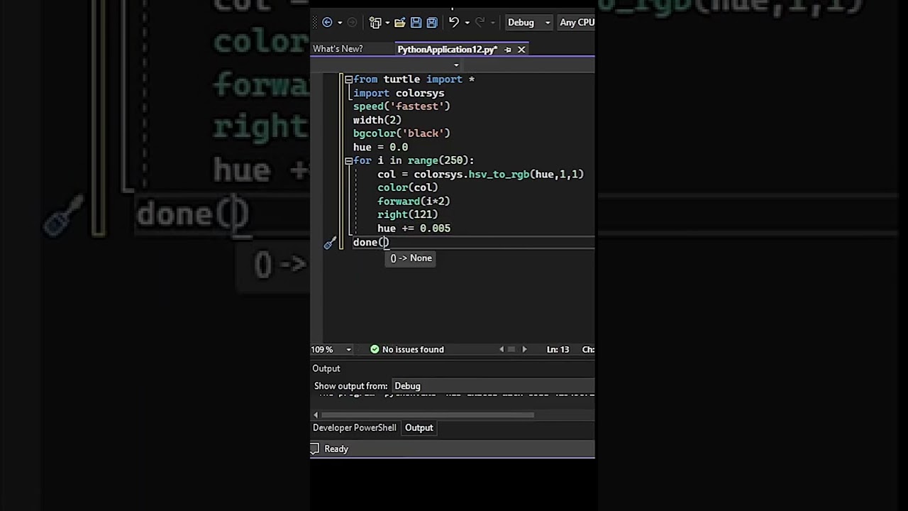 Rainbow Spiral Python Turtle Design #python #programming