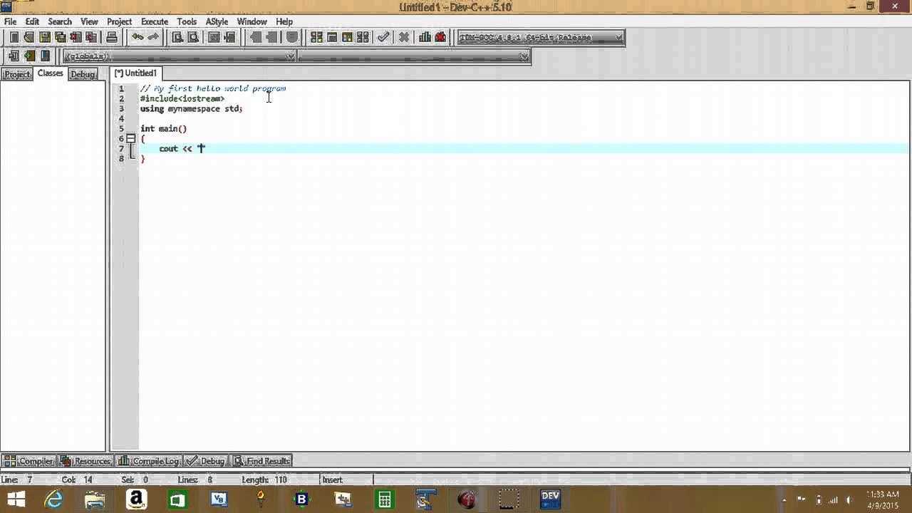 Dev-Cpp Tutorial of Hello World program