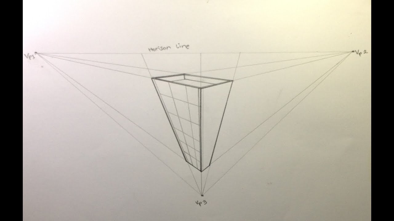 How To Draw Building in 3 Point Perspective - Bird's Eye View