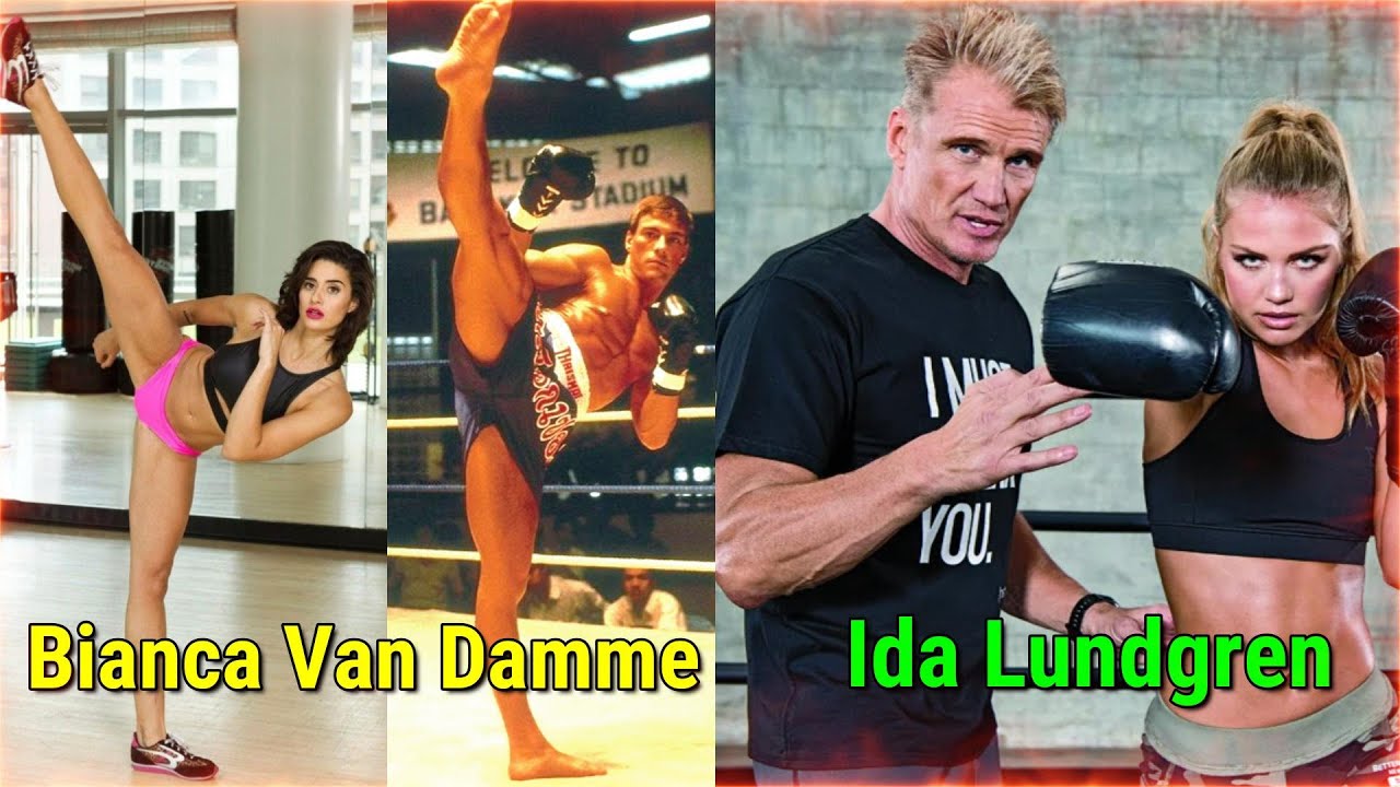 Bianca Van Damme & Ida Lundgren workout,JCVD, Dolph Lundgren, Jean Claude Van Damme