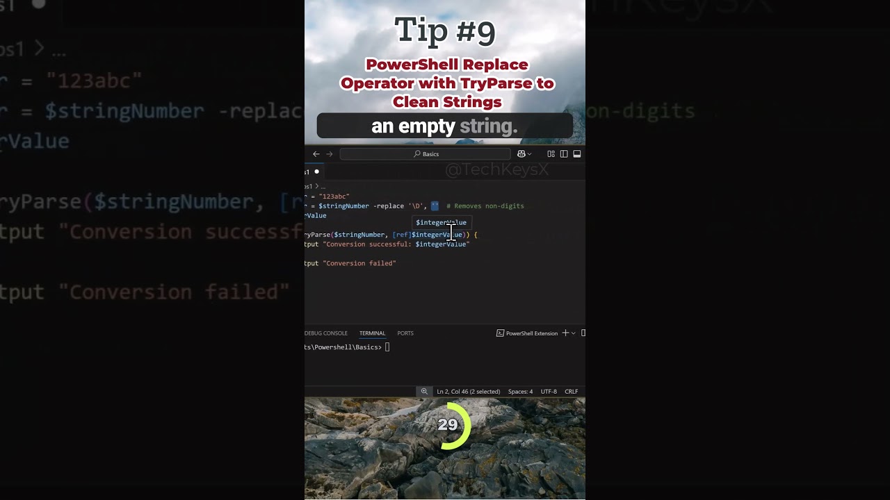 PowerShell Replace Operator with TryParse to clean Strings Tip #9