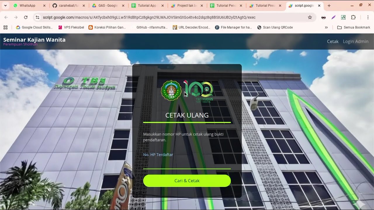 Free Seminar Registration & Attendance Application with Google App Script + Github.io (No Hosting)
