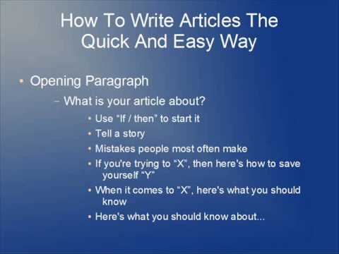 How To Write Articles The Quick and Easy Way