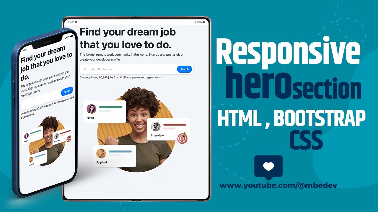 Responsive Hero Section | HTML Bootstrap 5 Tutorial