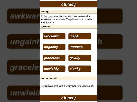 clumsy, Thesaurus, Synonyms, Vocabulary Development, English Practice for Fluency #shorts