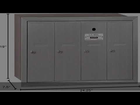 Salsbury Industries 3504ARU Recessed Mounted Vertical Mailbox with 4 Doors and USPS Access, Aluminum