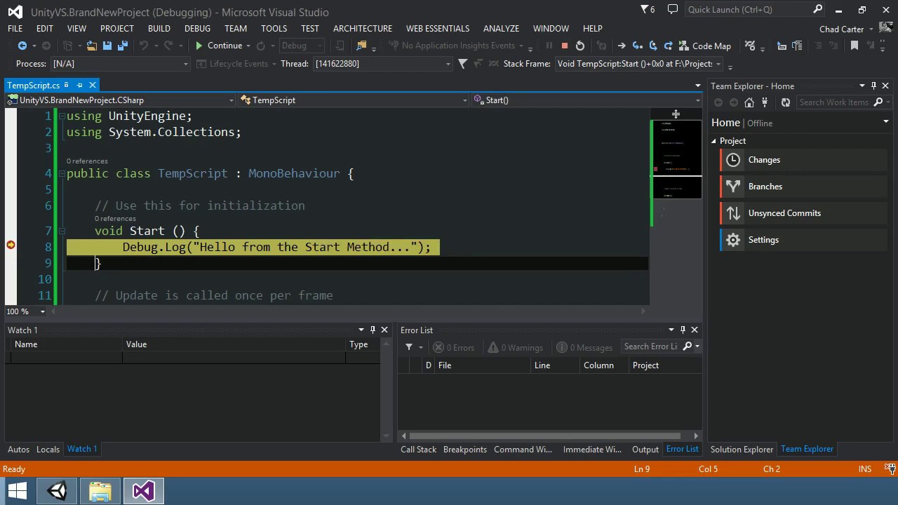 Setting Breakpoints - Introduction to Debugging Unity