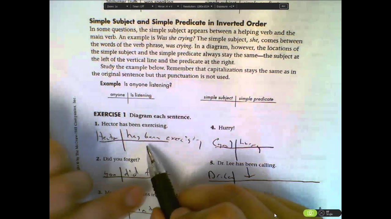 Diagramming Simple Subjects and Simple Predicates (with worksheet)