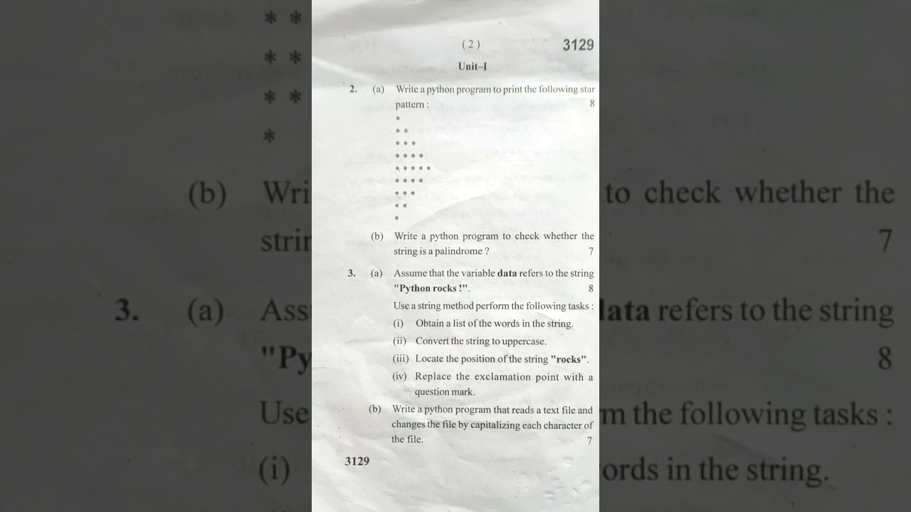 Python Programming 2024/25 Previous Year Question Paper | PCC-CSE-207-G | BTech CSE 3rd Semester MDU