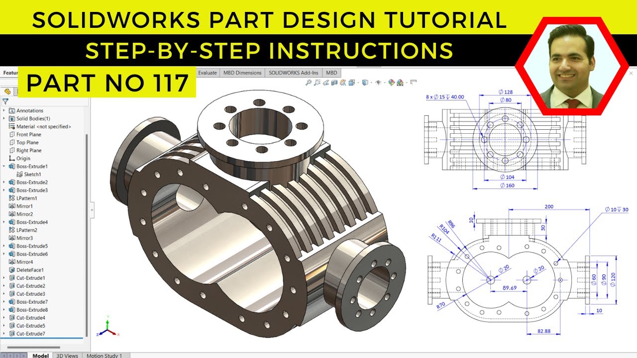 Mastering SolidWorks: Complex Part Design Tutorial with Simple Commands and End Conditions