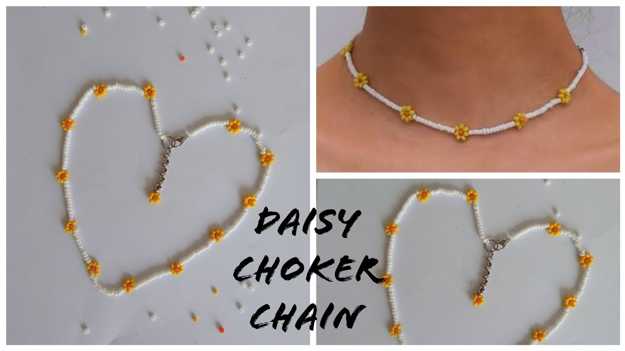 DIY Daisy beaded chokar chain  | How to make daisy chain flower choker