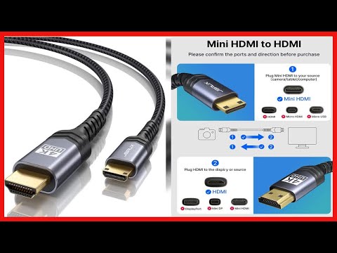 JSAUX Mini HDMI to HDMI Cable 6FT, Aluminum Shell, Braided High Speed 4K 60Hz HDMI 2 0 Cord,