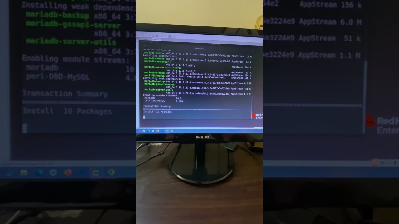 MariaDB installation, Red Hat Enterprise 8 Linux Tutorial 13