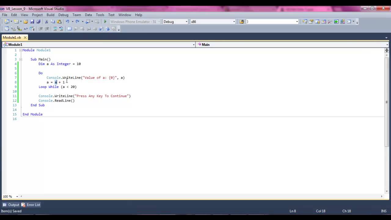 Visual Basic Lesson 9: Do While Loop