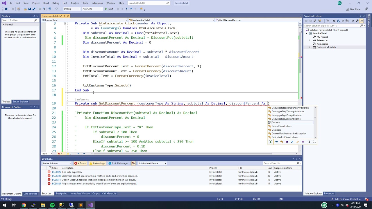 Murach's Visual Basic 2015 Exercise 6-1