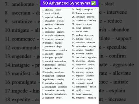 50 Advanced Synonyms ✅ #english #synonyms #vocabs #englishvocabulary #advancedenglish