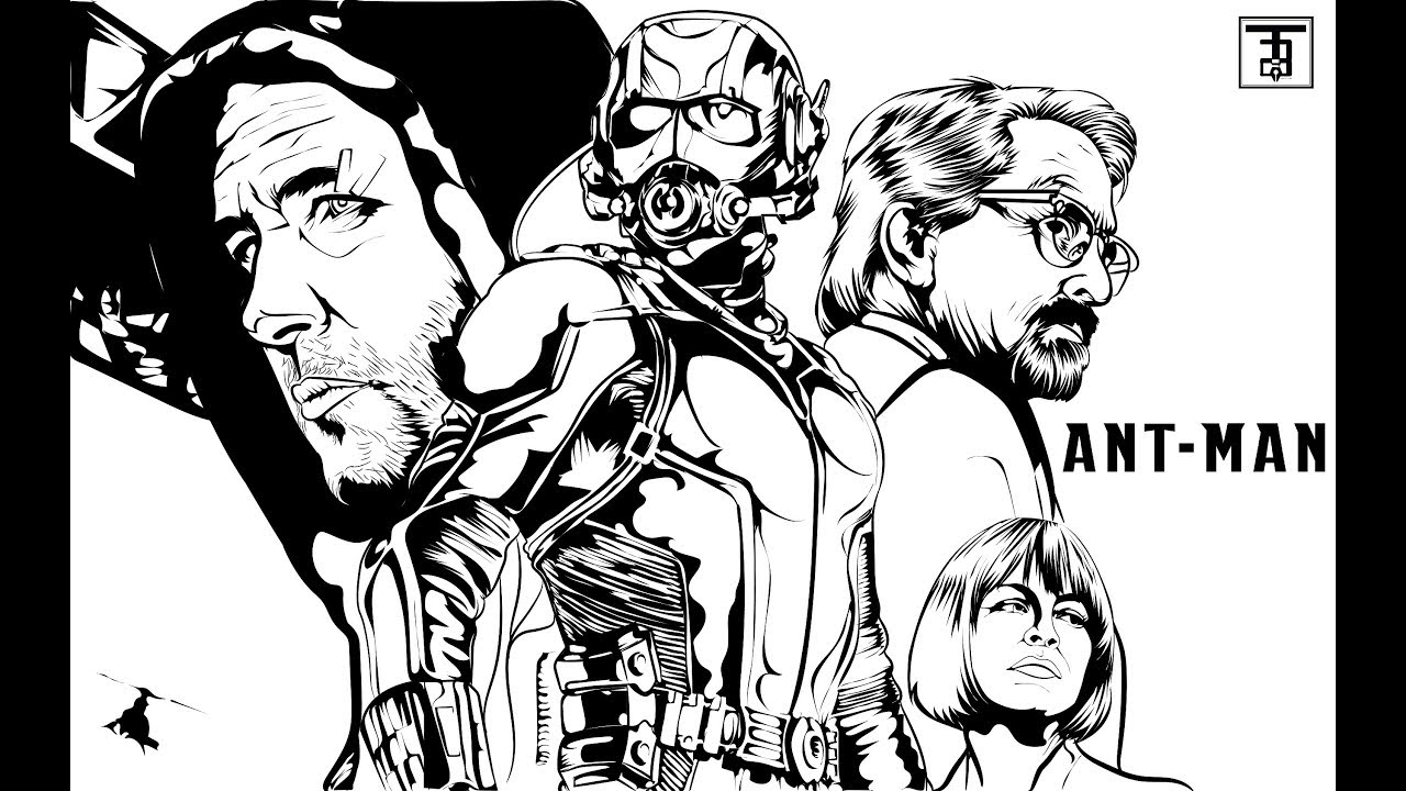 Best Vector Line Art Adobe Illustrator (Ant Man Movie Poster)