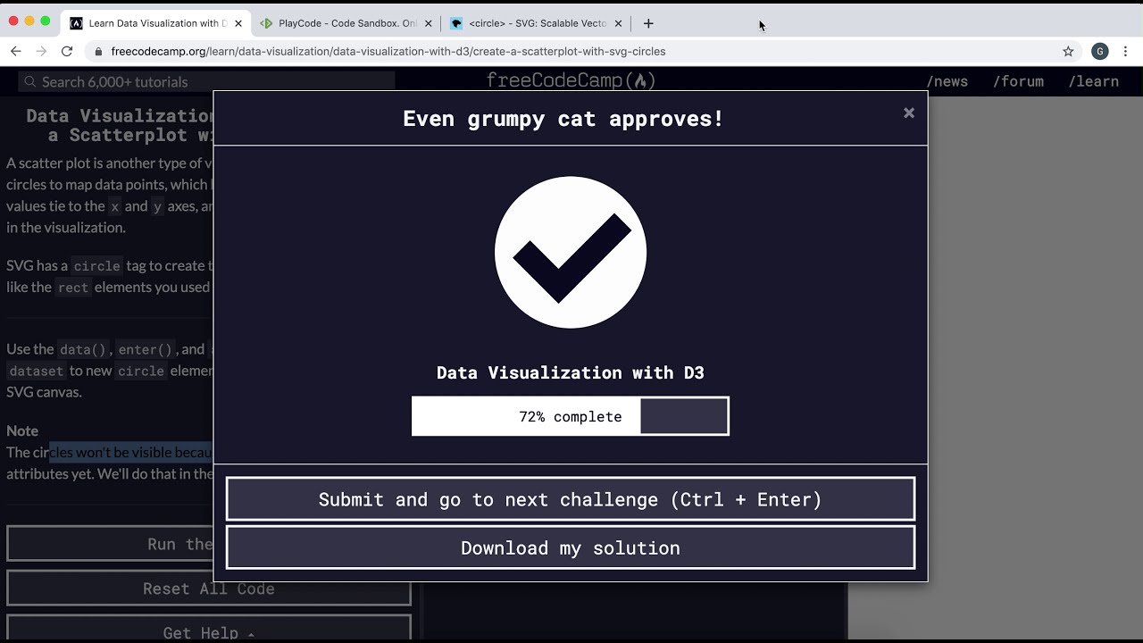 21 - Create a Scatterplot with SVG Circles - Data Visualization with D3 - freeCodeCamp Tutorial