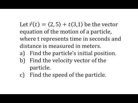 Find Initial Position, Velocity Vector, and Speed From Position Vector ...