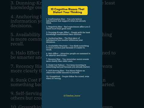 10 cognitive biases that distort your Thinking #psychology #quotes #motivation