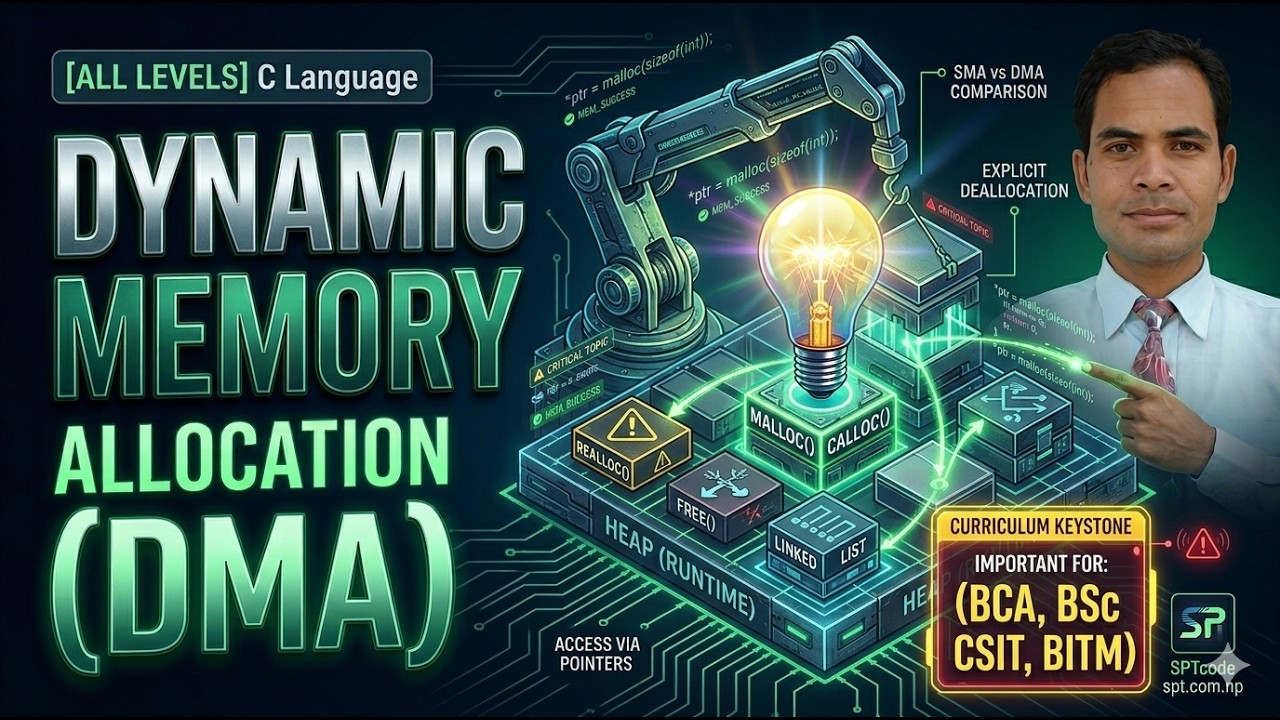 Memory Allocation in C | DMA vs SMA Explained 🔥 (Important for BCA, CSIT, BITM)