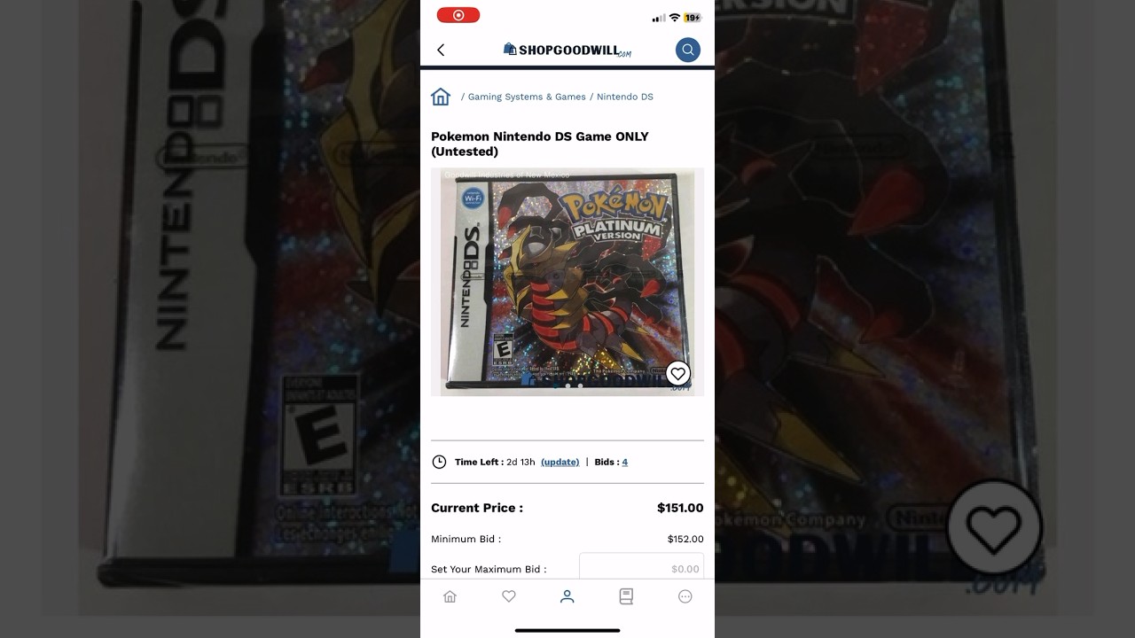 $151.00 US for Pokémon Platinum Version untested cause still sealed #nintendods #pokémonplatinum