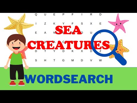 Word Search Puzzle Game - Round 6. Sea Creatures. Find the word based on clue