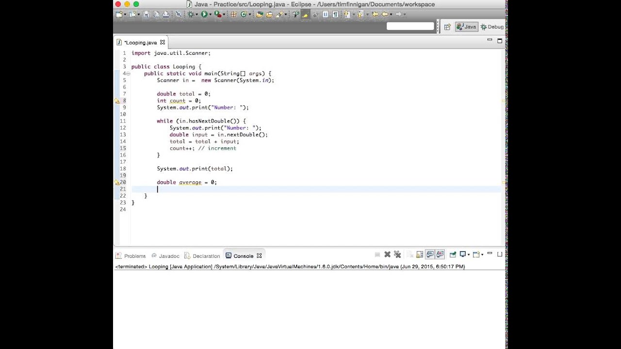 Loop Algorithm to Find Average of Values (Java)