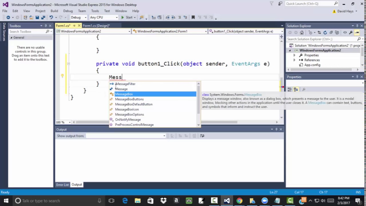Visual Studio Express 2015 for Windows DeskTop - IDE Introduction
