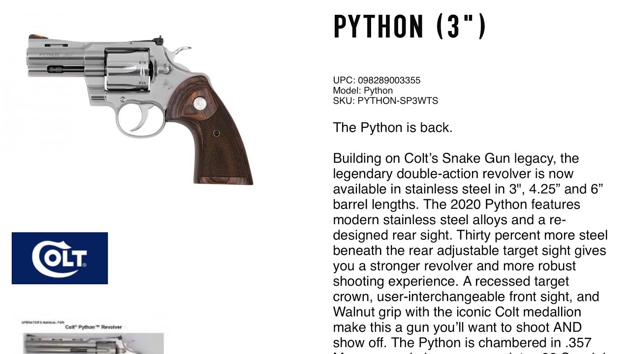 2022 Colt Python 3 Inch Update