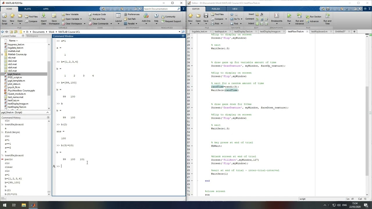 Psychtoolbox (MATLAB) Lesson 5 LogAndSave