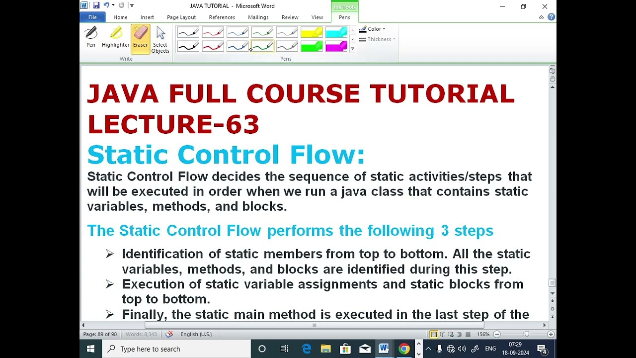 JAVA LECTURE -63| Static Control Flow| Static Variables| Static Block And Method (@EnhanceCodeLearning