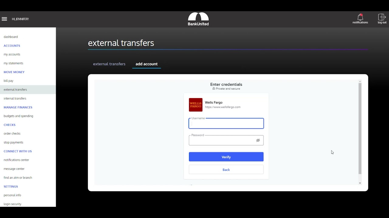 External Transfer - Add an external account