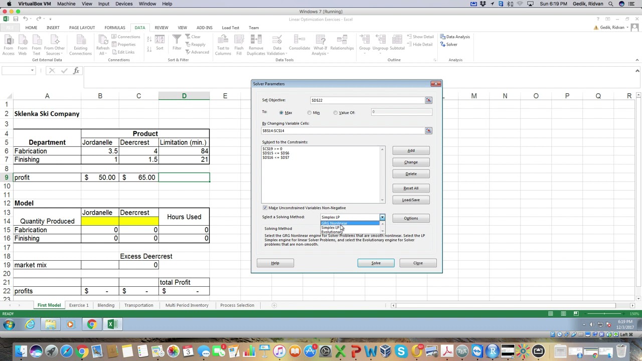 Modeling Mathematical Models in Excel Solver Part 2