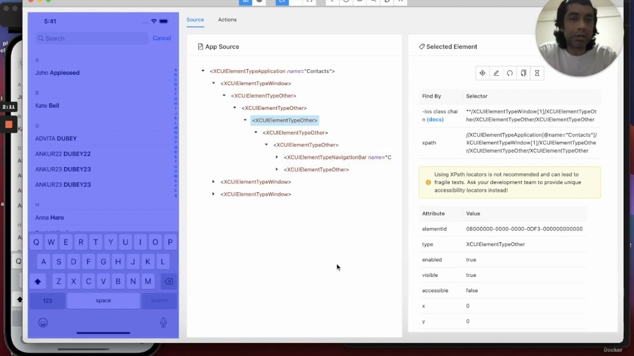 Identifying elements using Appium Inspector