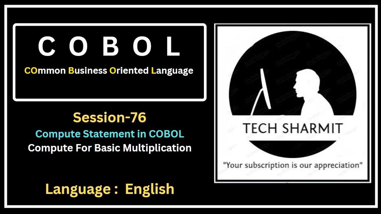 COMPUTE Statement in COBOL - Basic Multiplication Program (Session-76) | Cobol  Tutorial (English) |